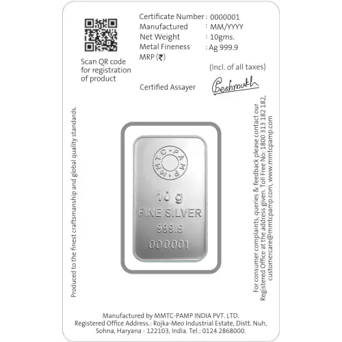 BOX OF 25 MMTC-PAMP LOTUS SILVER BAR 10 GRAMS - SKU# A045-1 - RJBullion